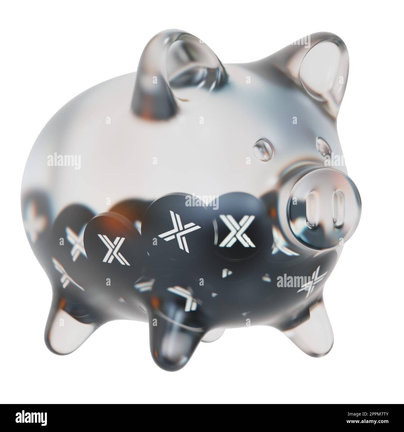 Immutable X (IMX) Clear Glass piggy bank with decreasing piles of ...
