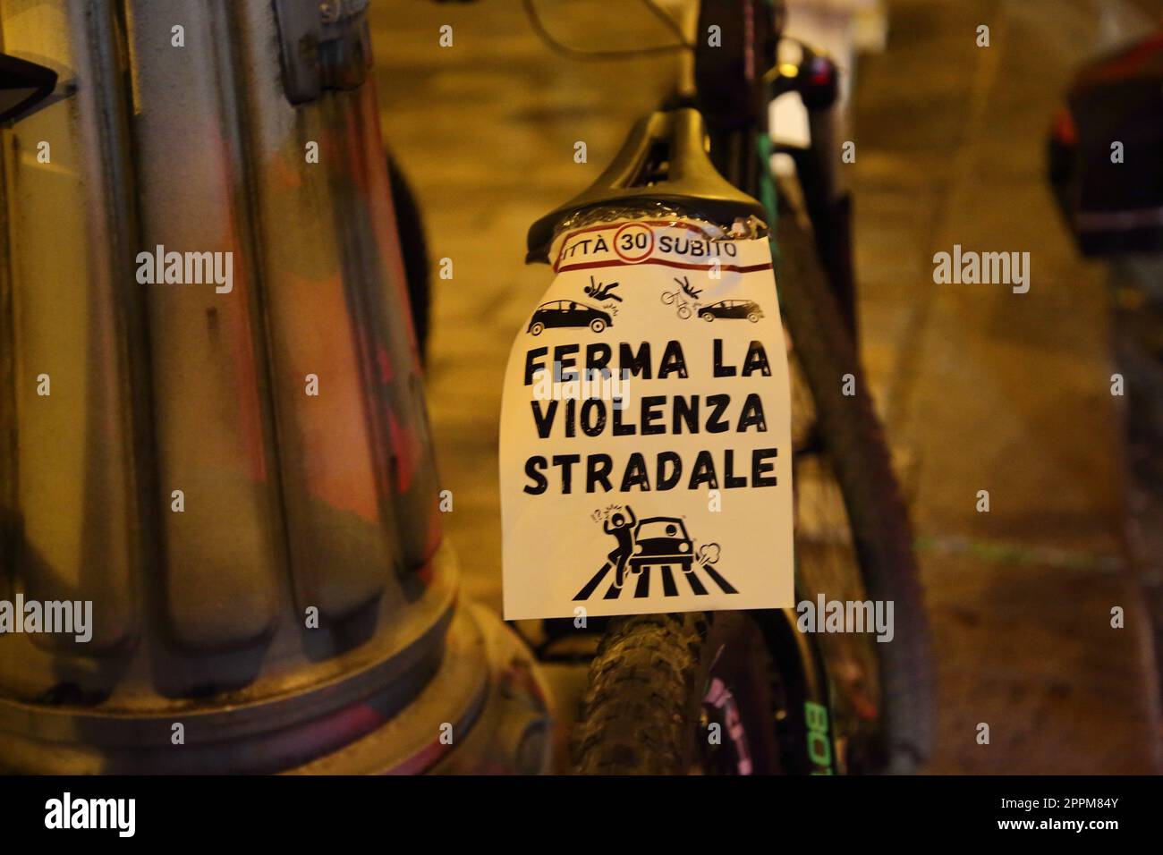 Protest signs calling for a ban on speeding 30 km/h on bicycles Stock ...