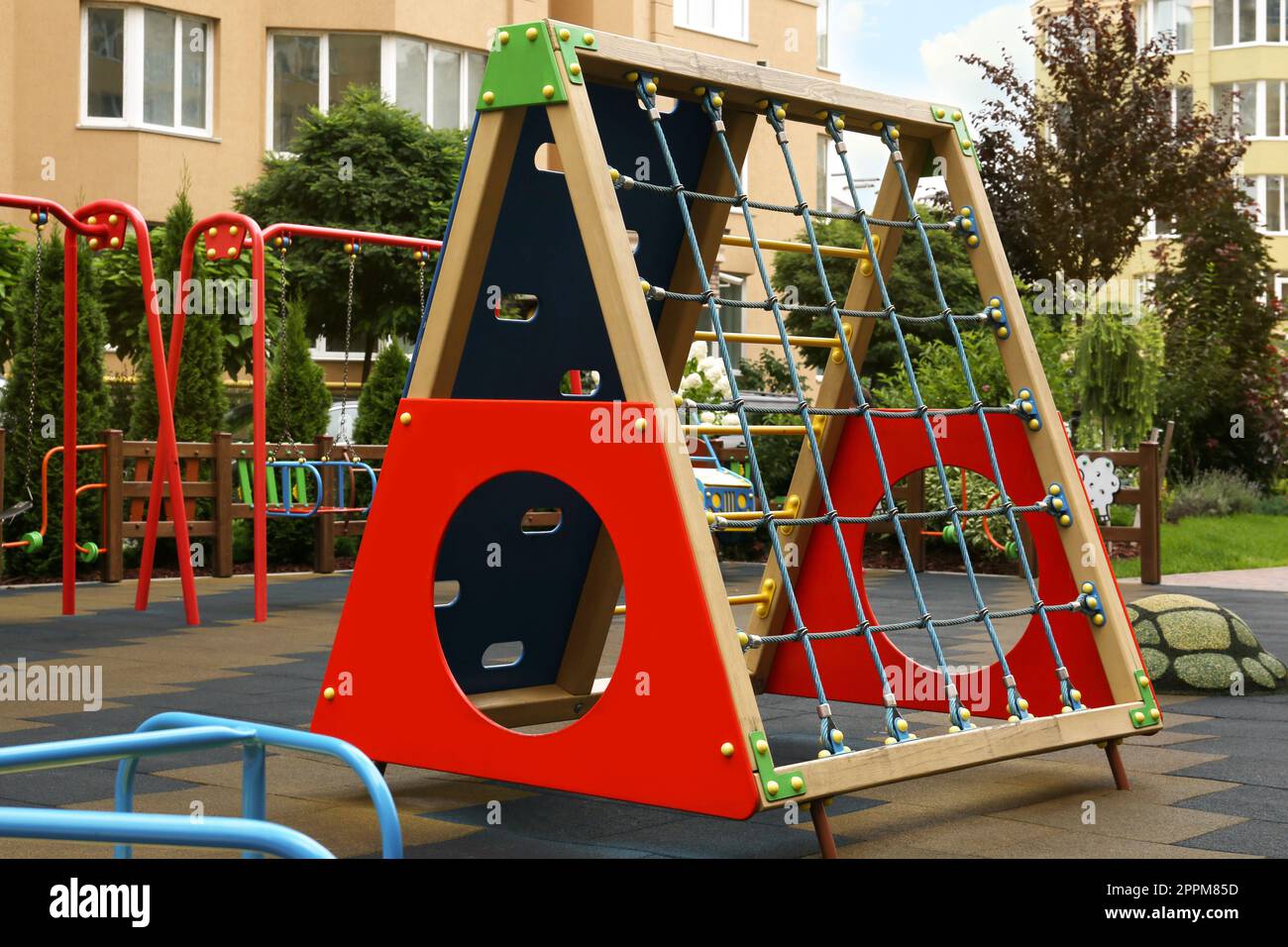 Empty outdoor children's playground in residential area Stock Photo - Alamy