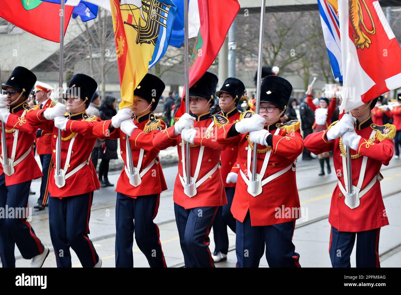 Toronto, ON, Canada – March 10, 2019: Drummers and Pipers Take Part in ...