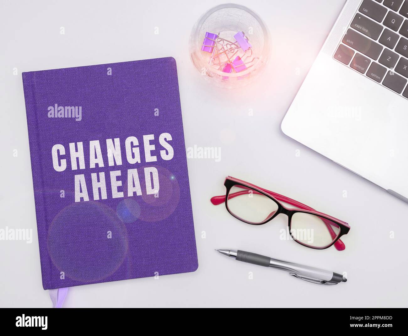 Text caption presenting Changes Ahead. Business showcase to replace with or exchange for another ...