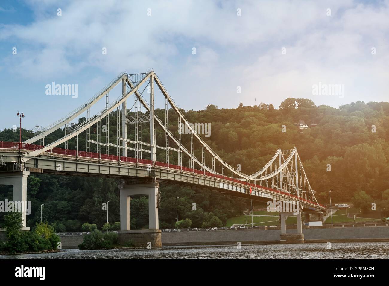 Beautiful cityscape with modern bridge over river Stock Photo - Alamy