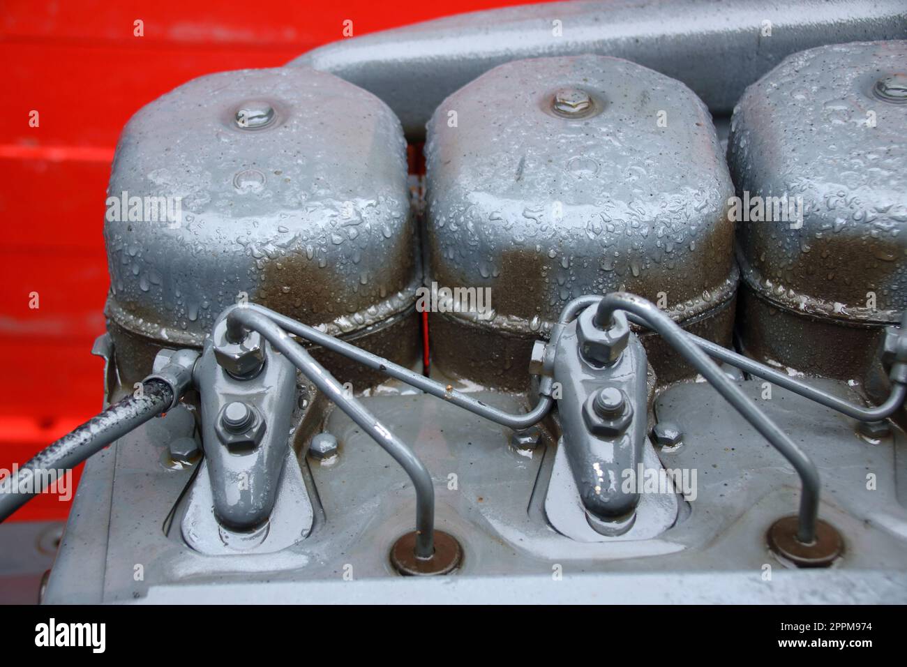 View of a cylinder head from a diesel engine Stock Photo - Alamy