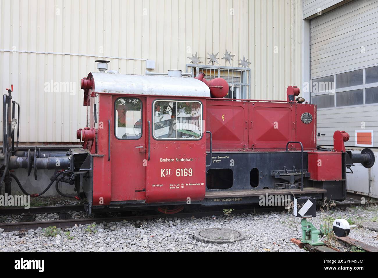 Small shunting locomotive in Weissach station Stock Photo - Alamy