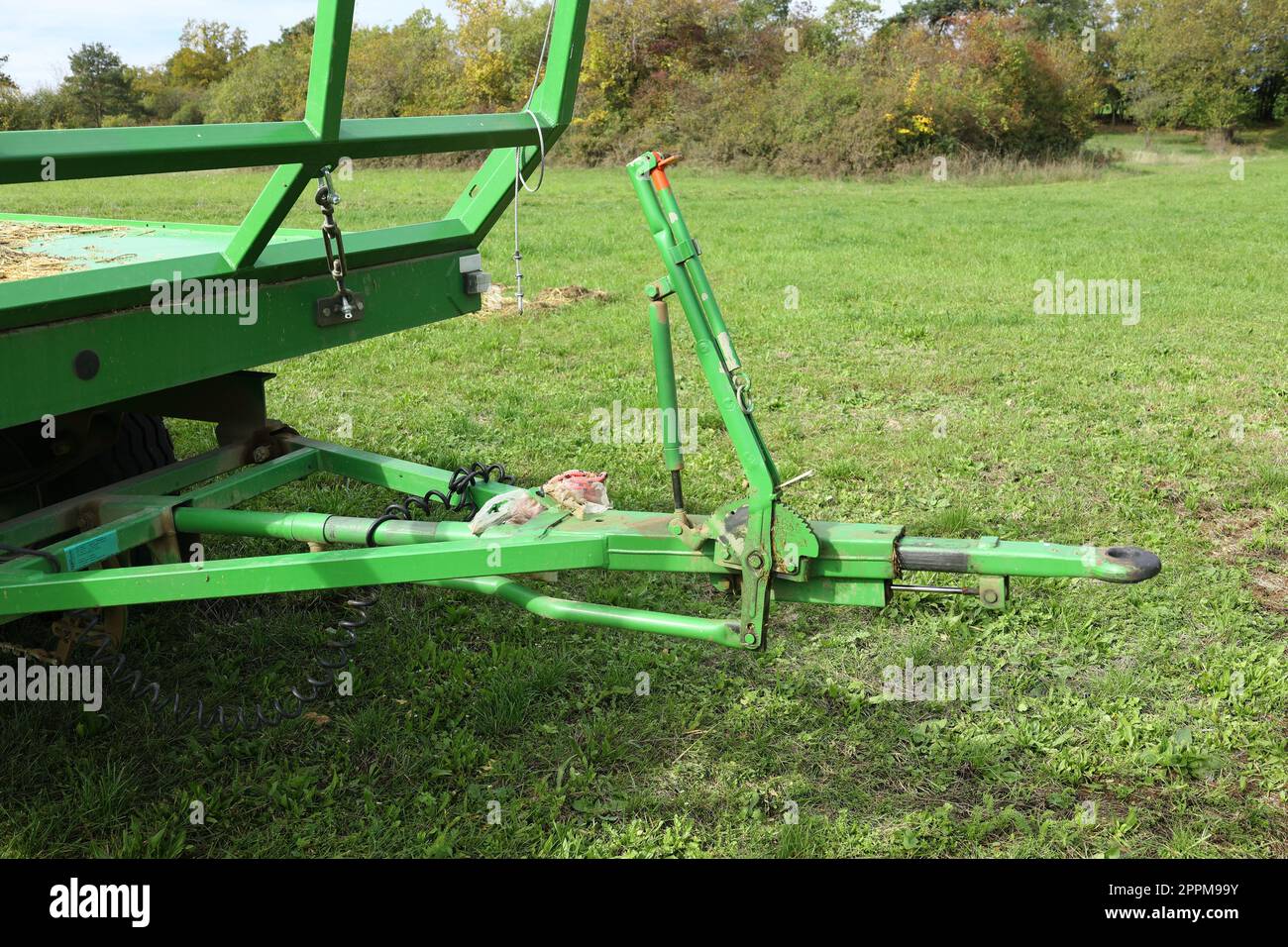 The handbrake on the drawbar of a trailer is applied Stock Photo - Alamy