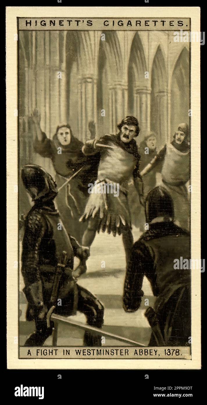 Fight in Westminster Abbey, 1378 - Vintage British Cigarette Card ...