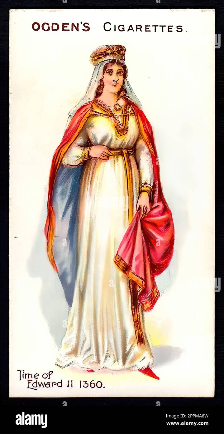 Ladies Costume in 1360 - Vintage British Cigarette Card - Victorian Era ...