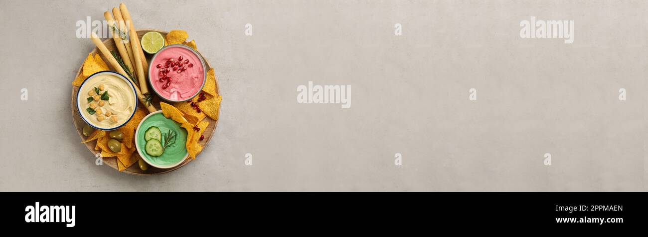 Assorted hummus snacks healthy hi-res stock photography and images - Alamy