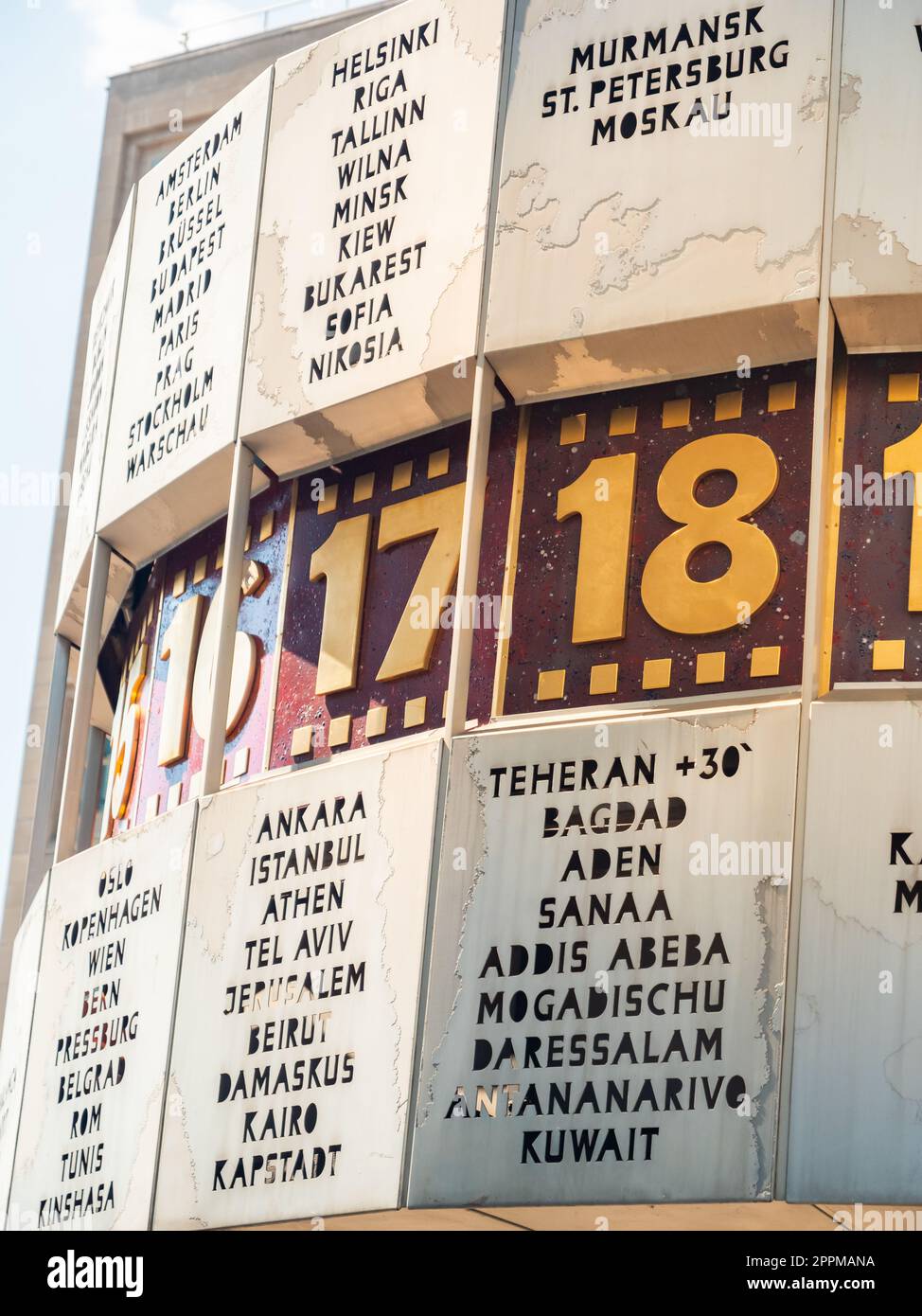 Close-up world clock Alexanderplatz, Berlin, Germany, with numbers and ...