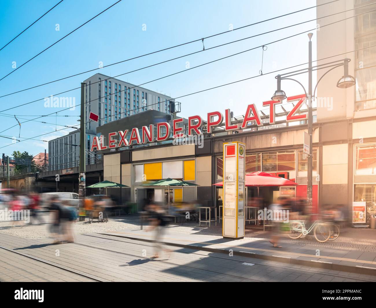 Famous Station Alexanderplatz, Berlin, Germany Sign with people walking ...