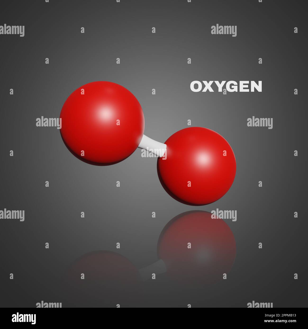 Two molecules of Oxygen on grey background, illustration Stock Photo ...