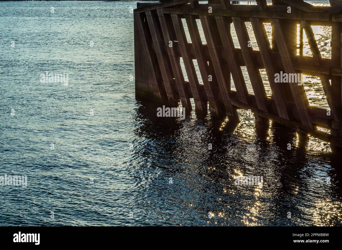 Wooden piers in a port Stock Photo - Alamy