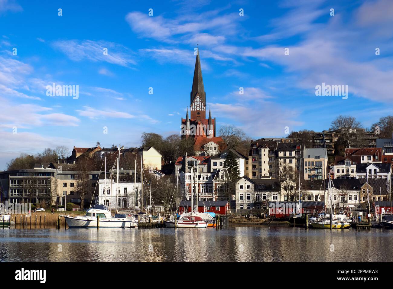 Flensburg, Germany - 03 March 2023: View of the historic harbour of ...