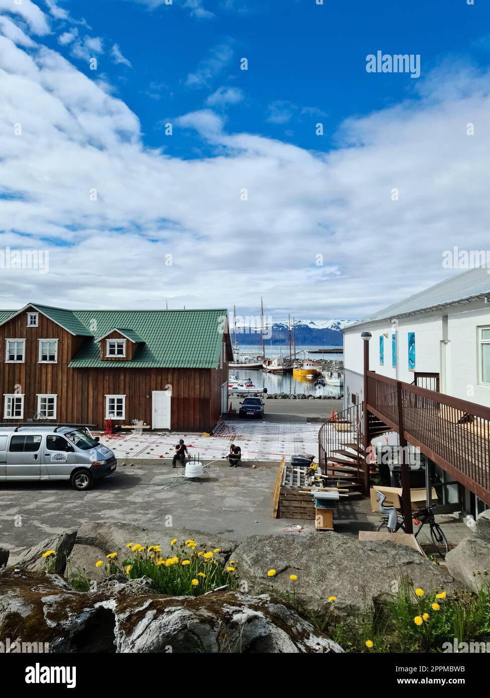 Husavik, Iceland - February 27, 2023: In the Icelandic town of Husavik ...