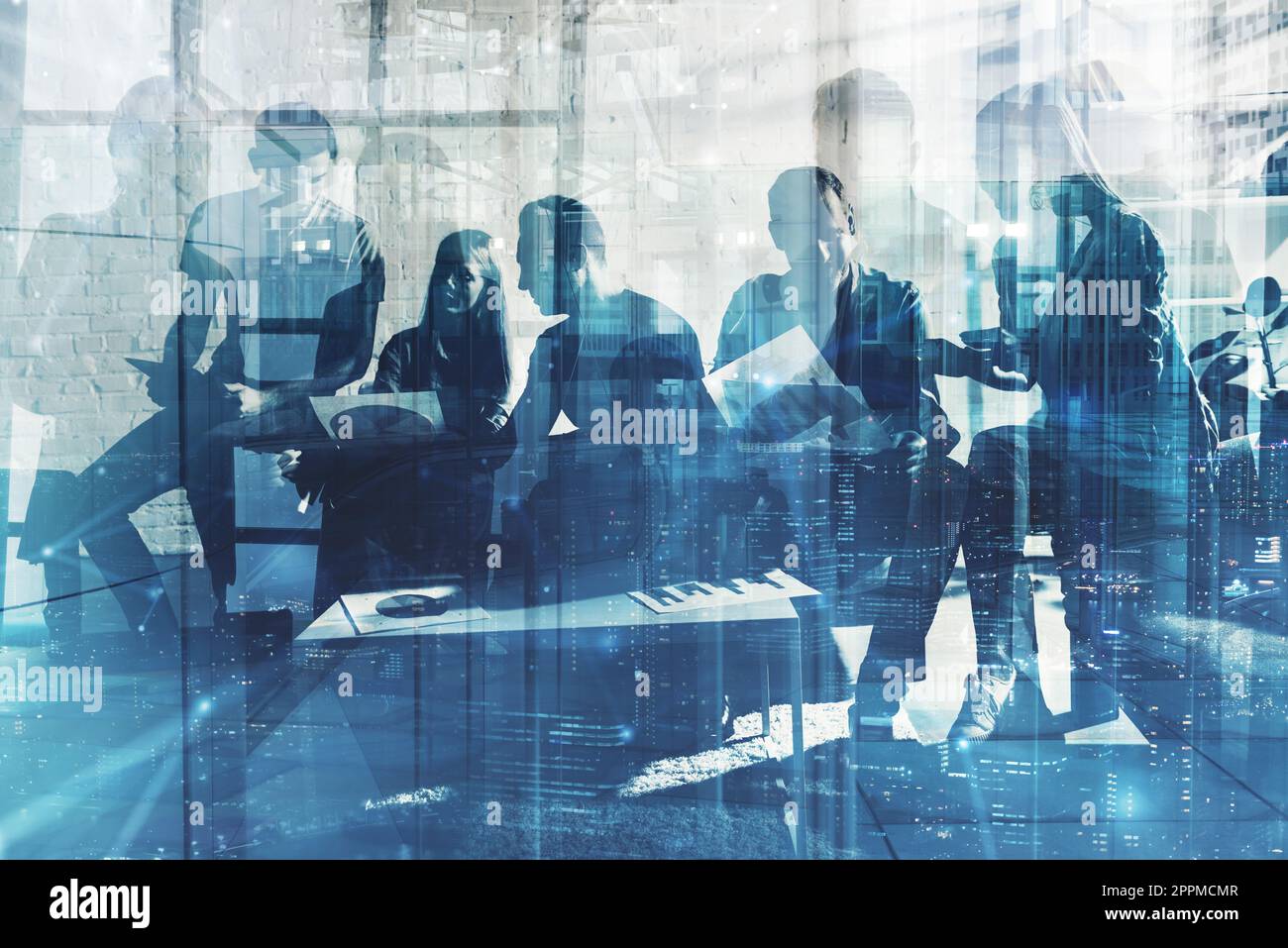 People work together in a modern office as teamwork and partner. Double ...