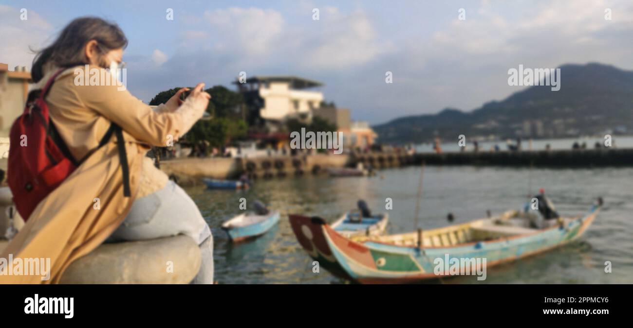 Beautiful sunset over the Danshui River, Bali, Taiwan Stock Photo - Alamy
