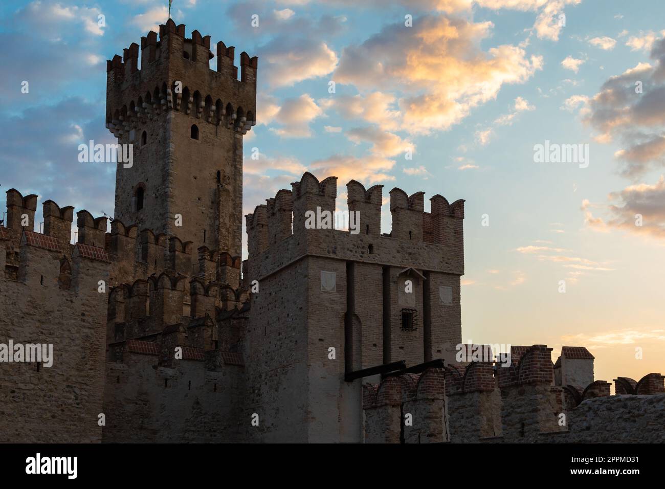 Sirmione, Italy - castle on Garda lake. Scenic mediaeval building on ...