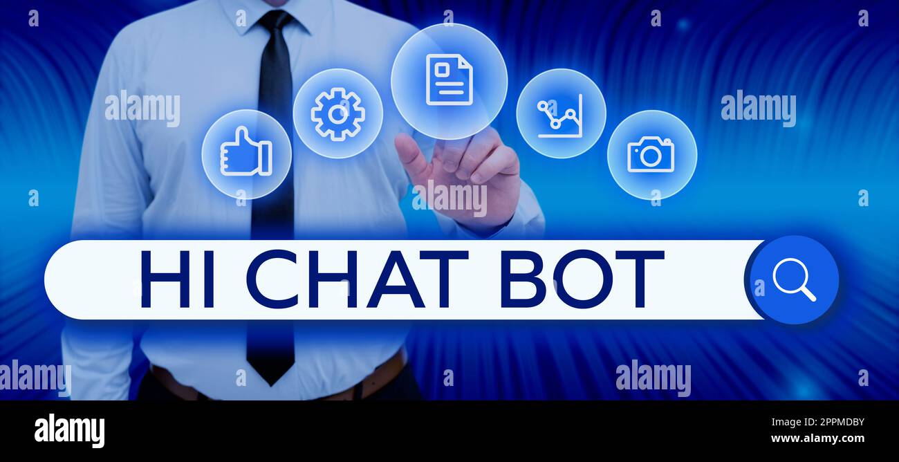 Handwriting text Hi Chat Bot. Conceptual photo Greeting to robot ...