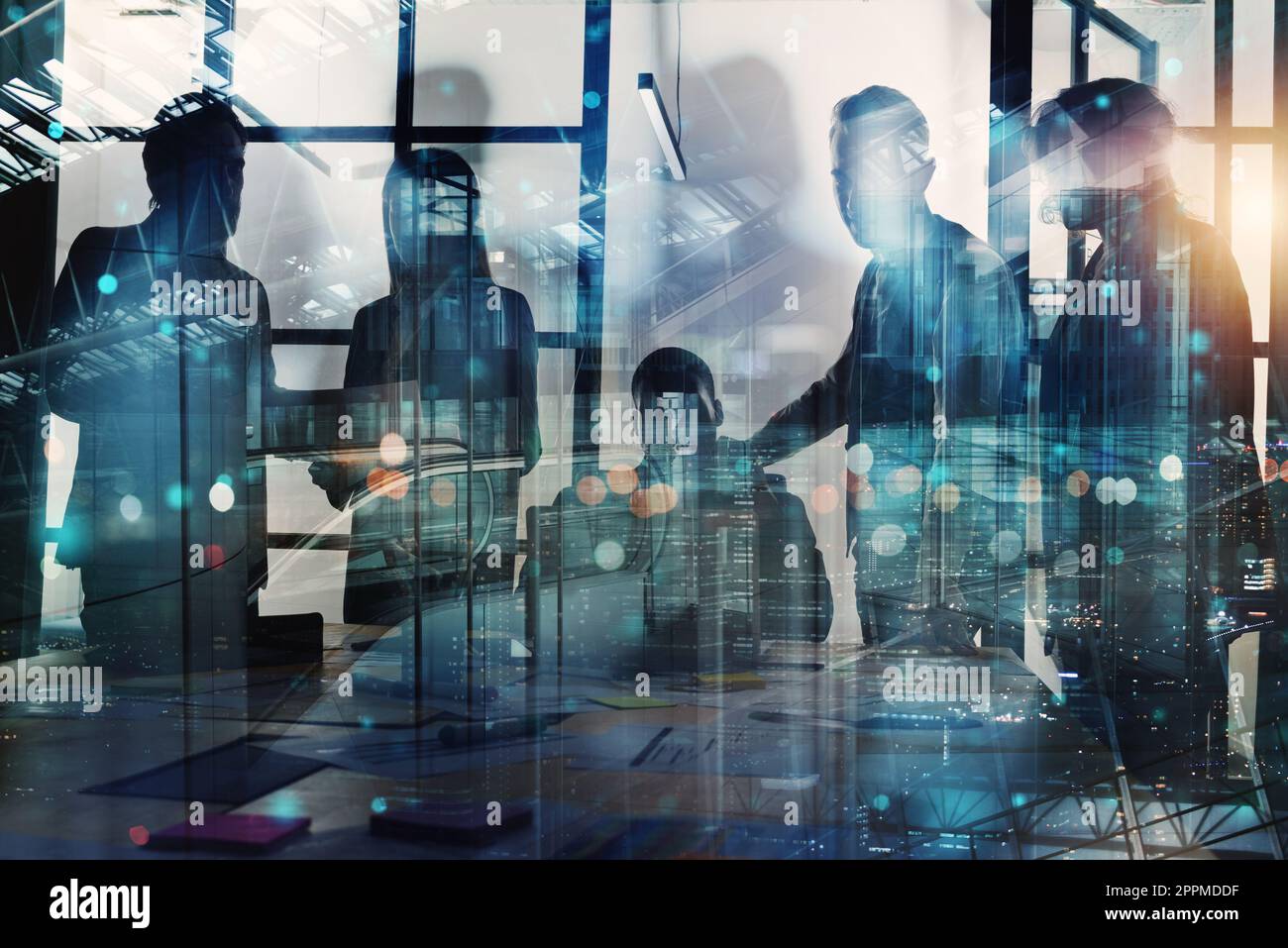 People work together in a modern office as teamwork and partner. Double ...