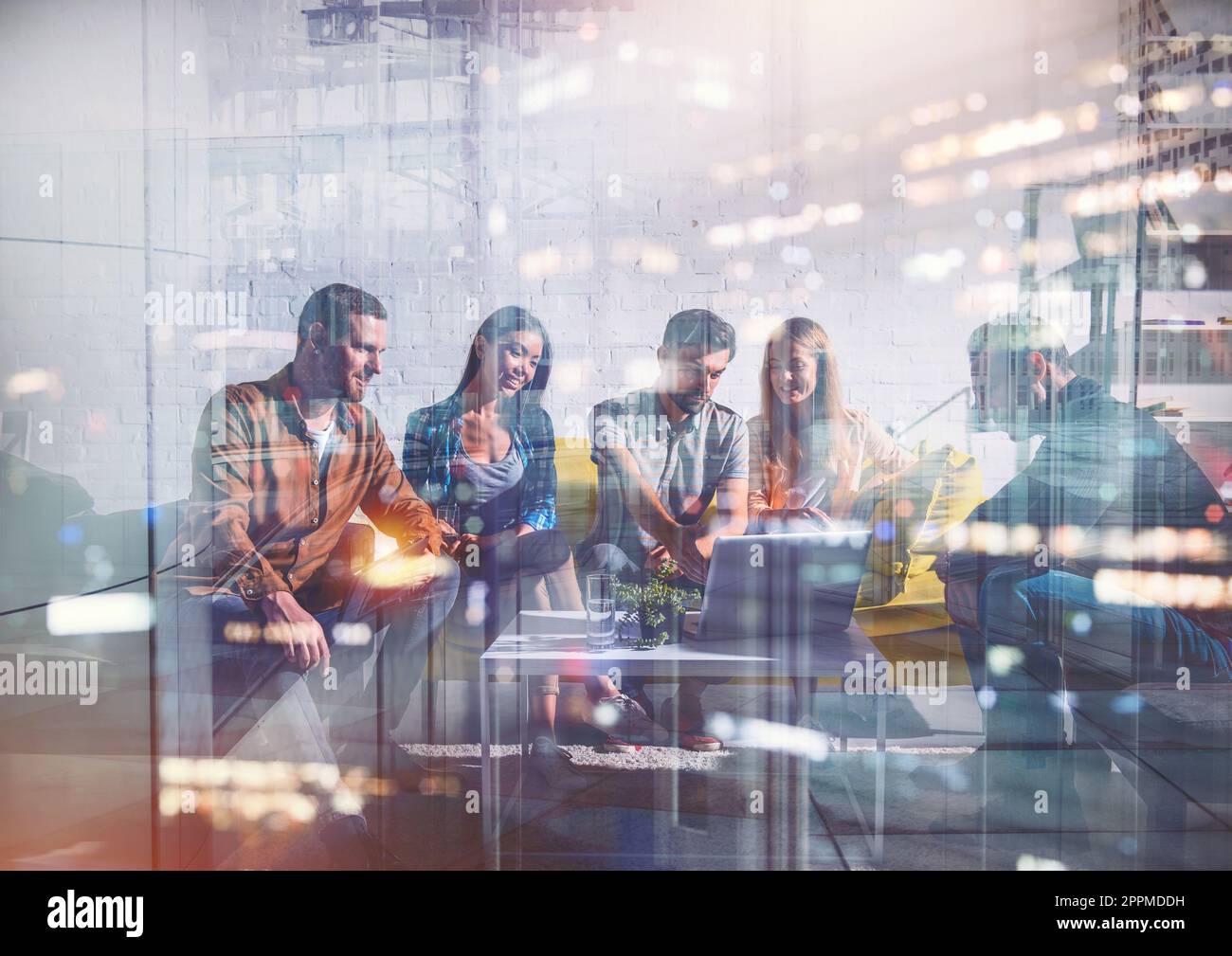 People work together in a modern office as teamwork and partner. Double ...