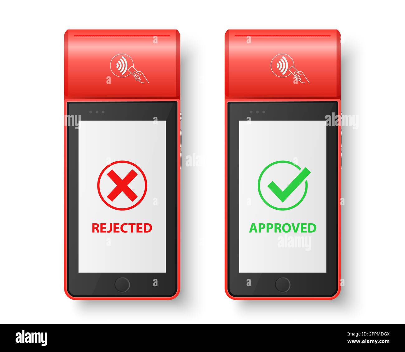 Vector 3d Red NFC Payment Machine with Approved and Rejected Status ...