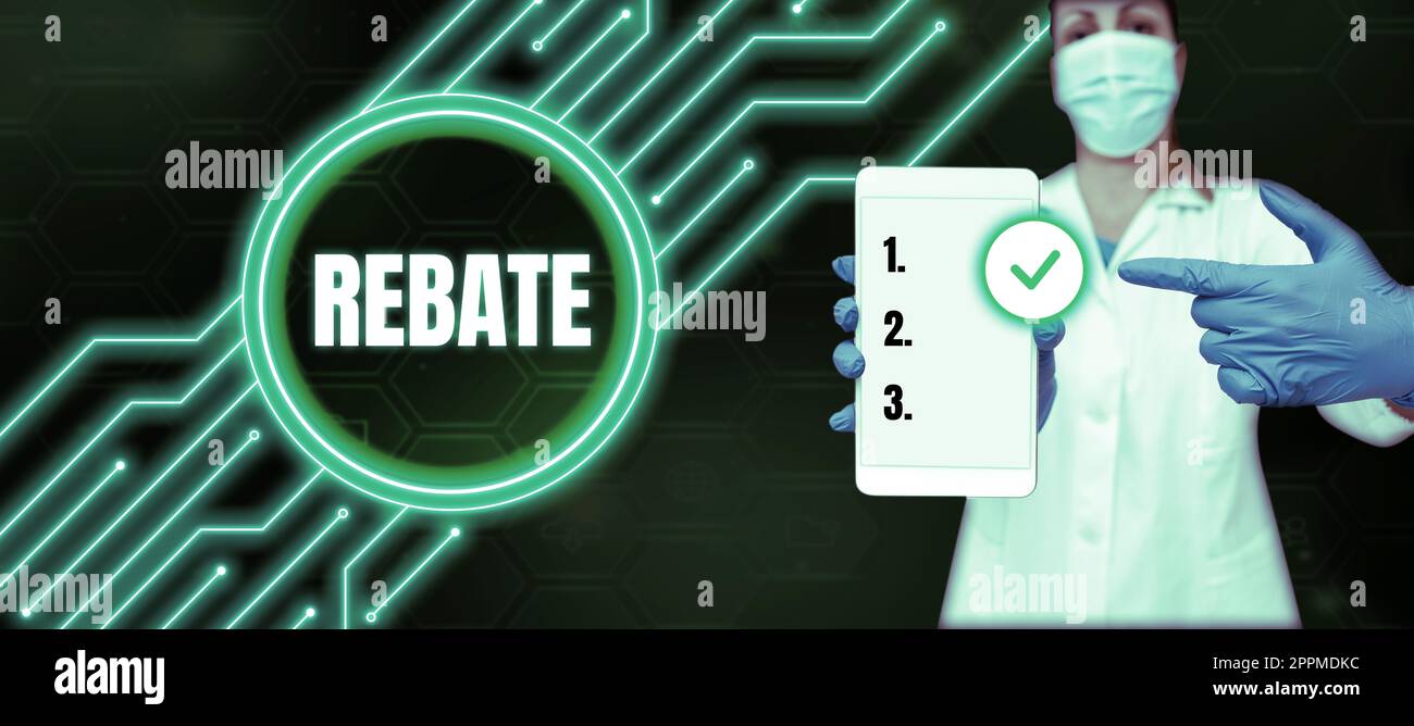 Writing displaying text Rebate. Word Written on Huge rewards that can ...