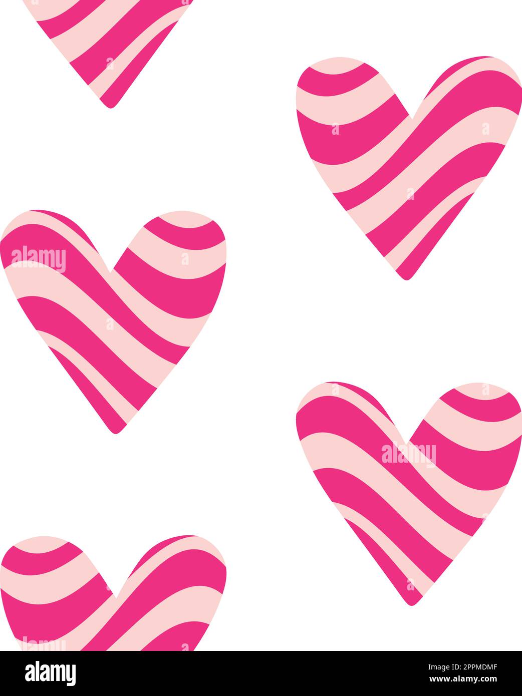 Vector seamless pattern of pink retro groovy striped heart isolated on ...