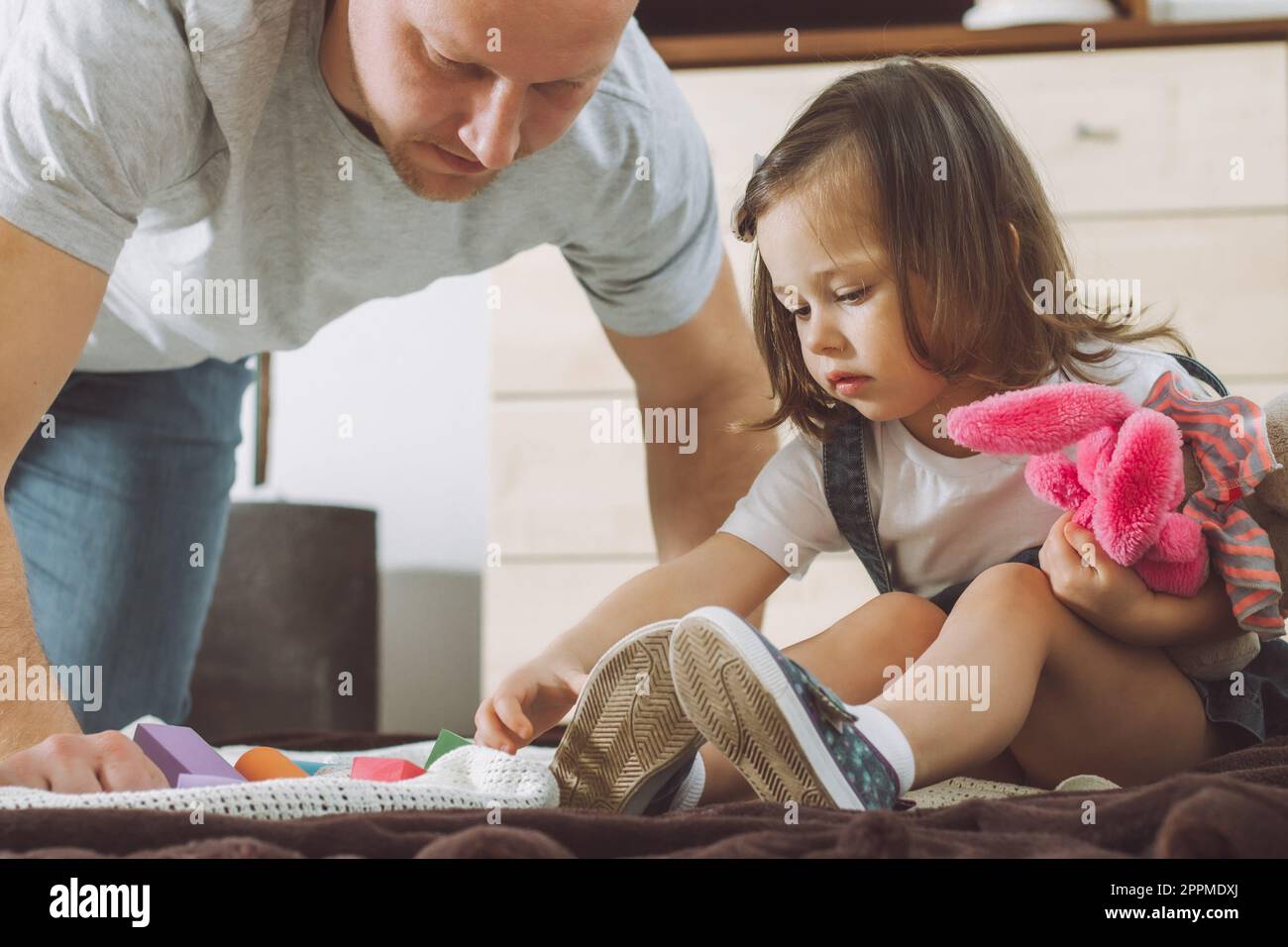 Dad kid playing toys home hi-res stock photography and images - Alamy