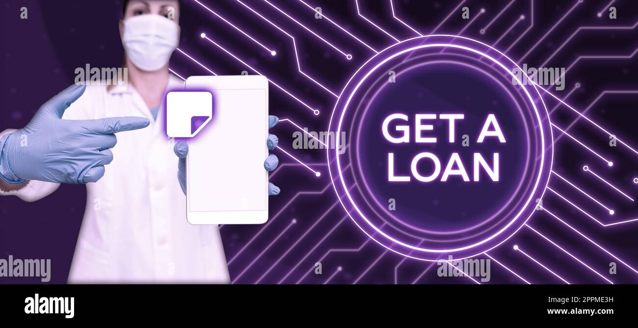 Hand writing sign Get A Loan. Business overview mount of money that is ...