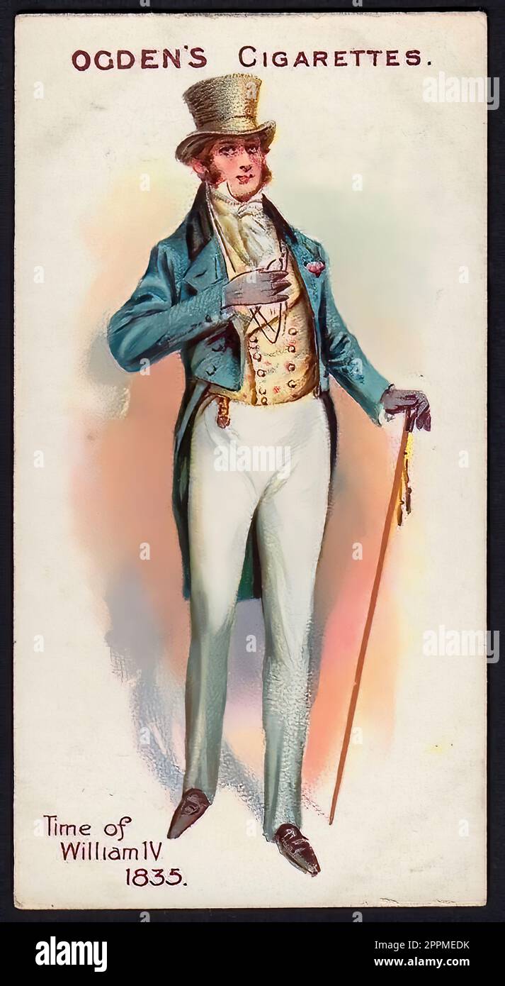 Mans Costume, 1835 - Vintage British Cigarette Card - Victorian Era ...
