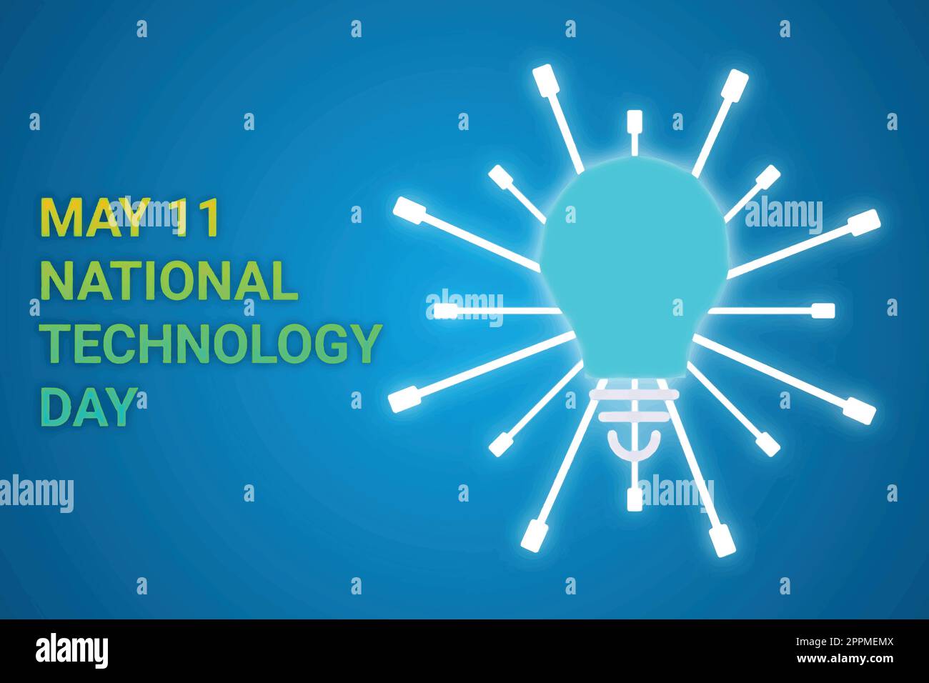 May 11 National Technology Day. Light bulb on blue background. Suitable ...