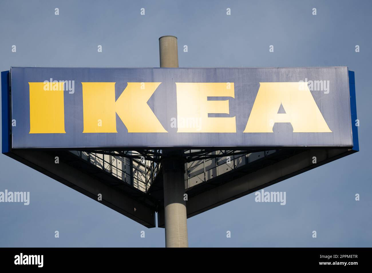 Ikea logo with blue sky Stock Photo - Alamy