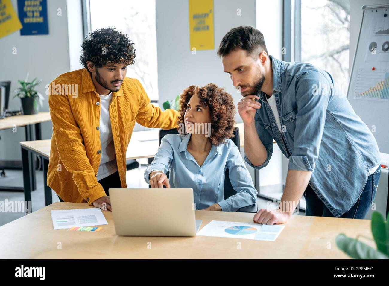 Teamwork, collaboration. Successful people of different nationalities, creative business team ...