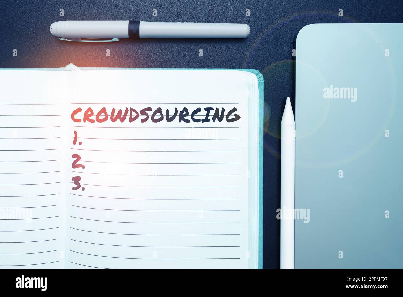 Hand writing sign Crowdsourcing. Word for Obtaining work information ...