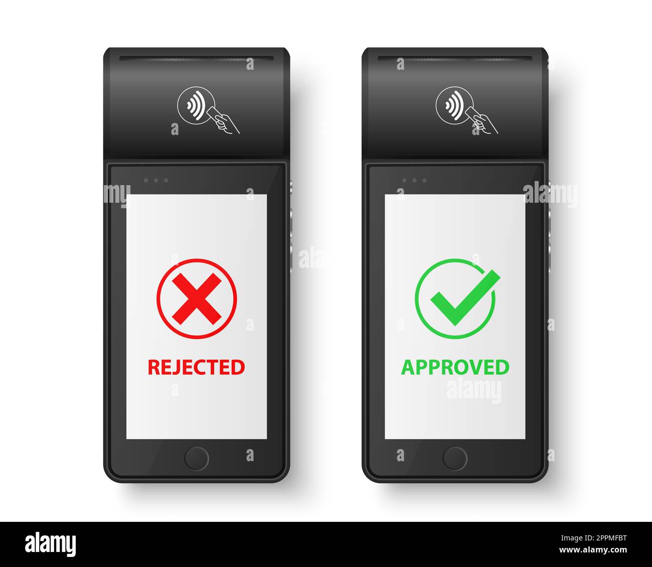 Vector 3d Black NFC Payment Machine with Approved and Rejected Status ...