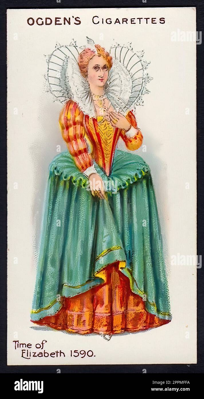 Women's Costume, 1590 - Vintage British Cigarette Card - Victorian Era ...