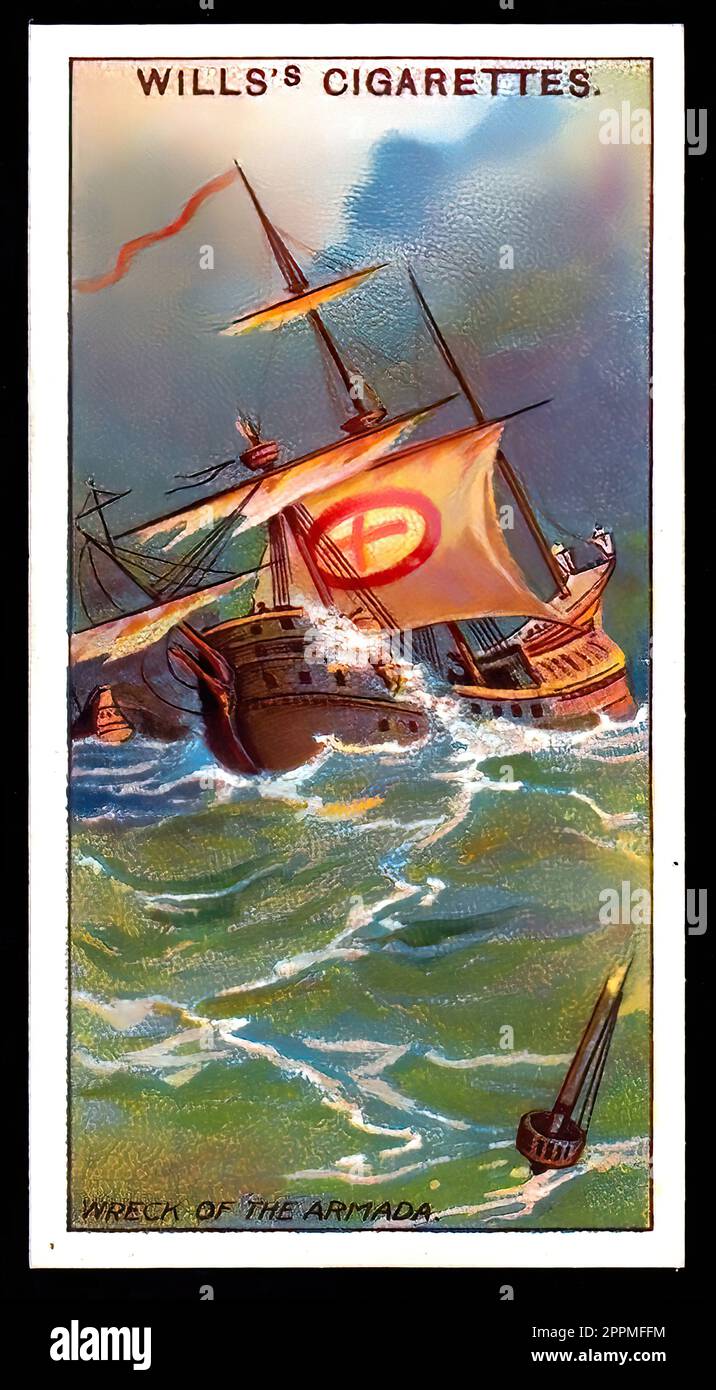 Wreck of the Armada - Vintage British Cigarette Card - Victorian Era ...