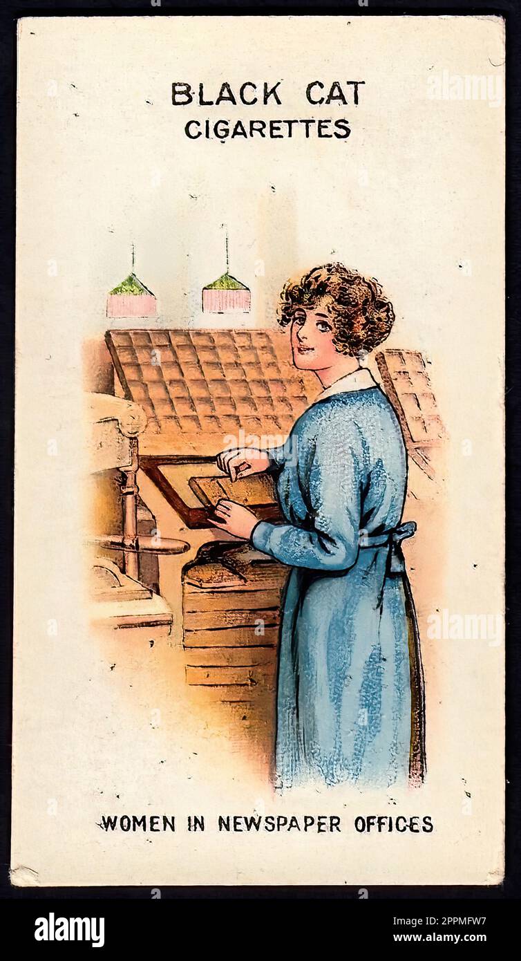Women in Newspaper Offices - Vintage British Cigarette Card - Victorian ...