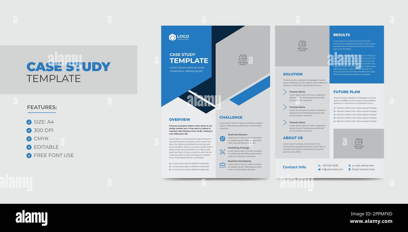 Case study template corporate modern business double side flyer hi-res ...