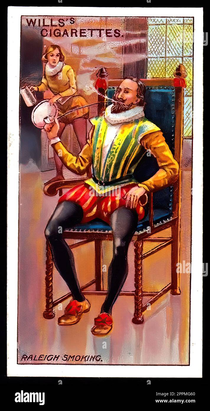 Walter Raleigh Smoking - Vintage British Cigarette Card - Victorian Era ...