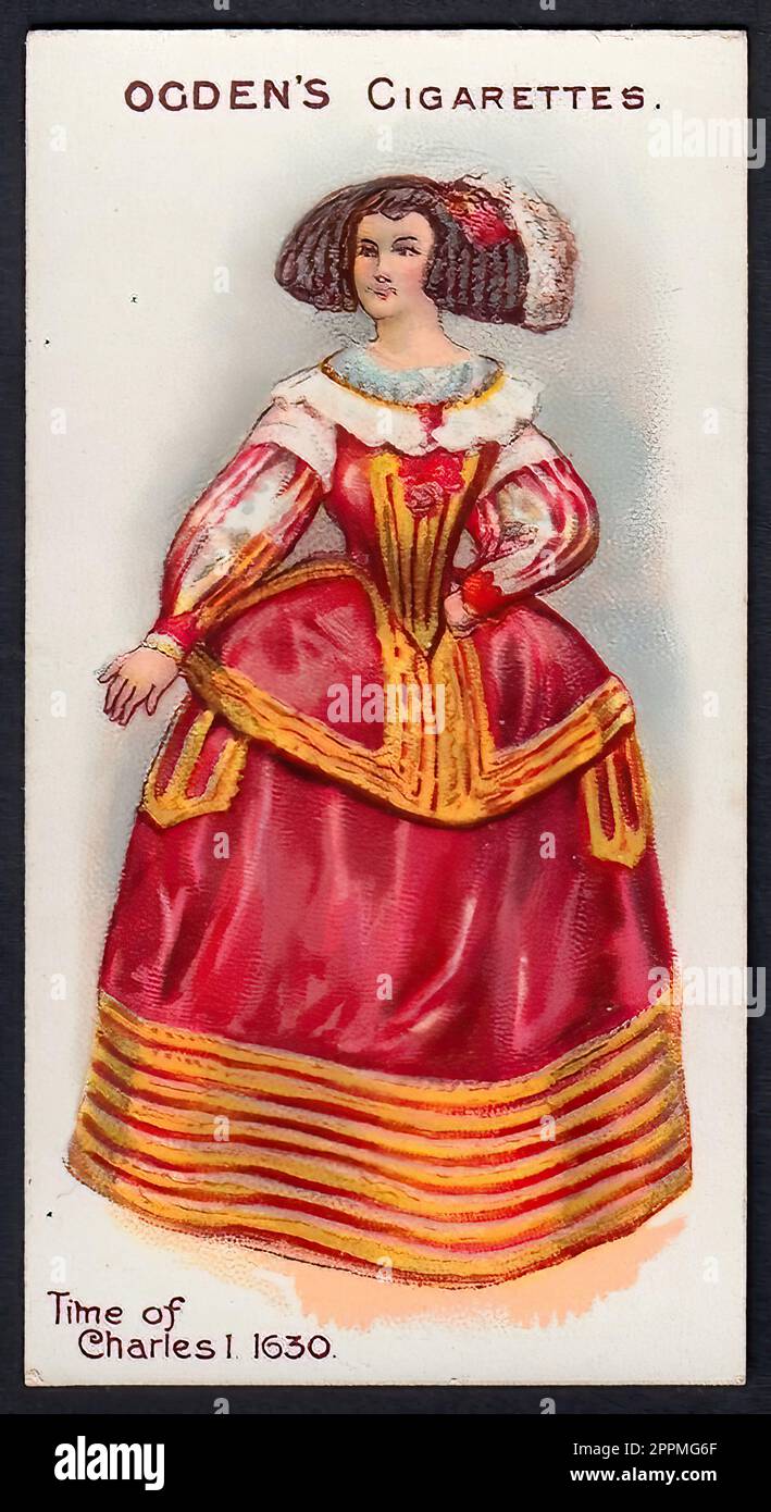 Womans Costume, 1630 - Vintage British Cigarette Card - Victorian Era ...