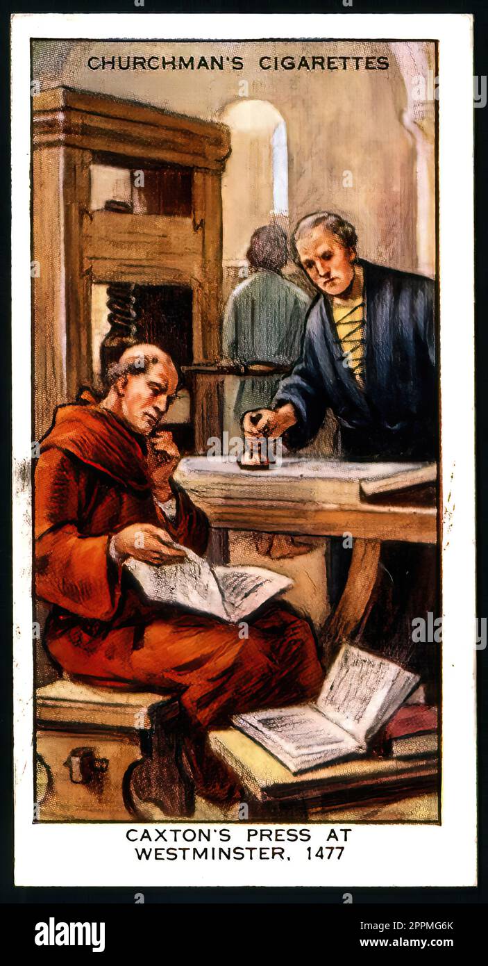 William Caxton's Printing Press - Vintage British Cigarette Card ...