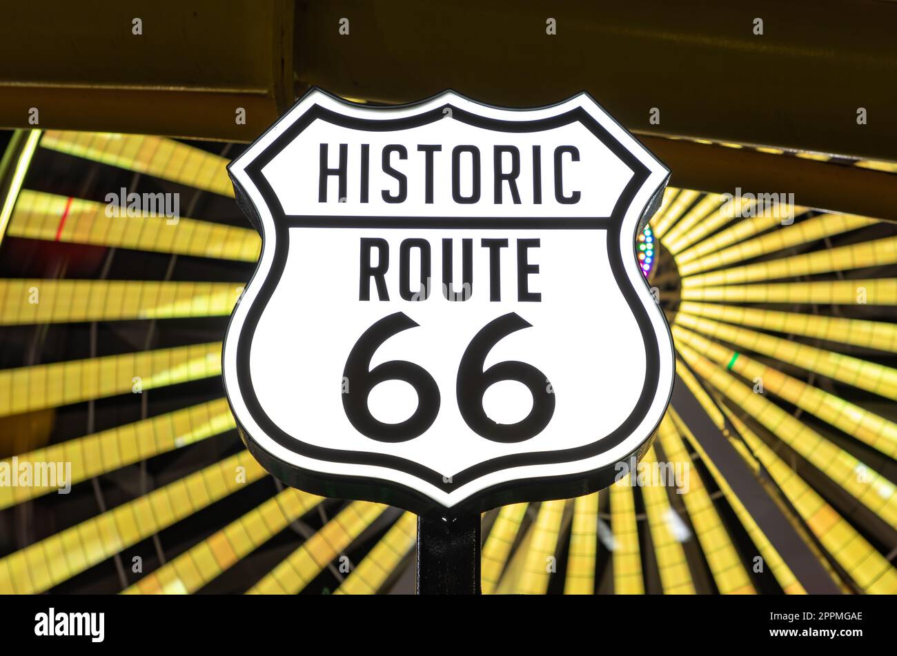Route 66 Sign at Night Stock Photo - Alamy