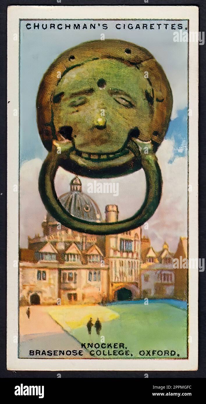 Door-Knocker, Brasenose College - Vintage British Cigarette Card ...
