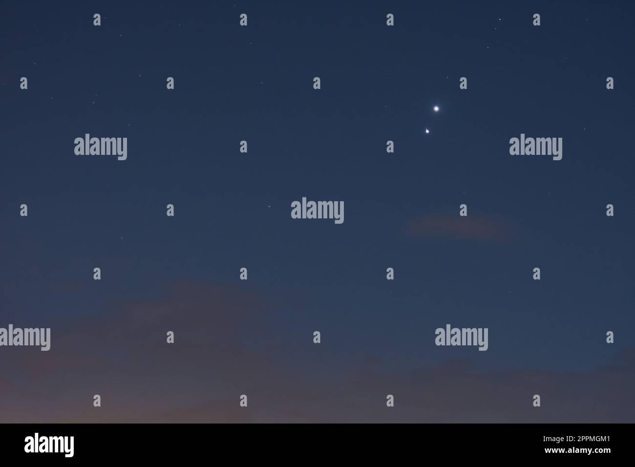 two stars jupiter and venus shining bright at the sky Stock Photo - Alamy