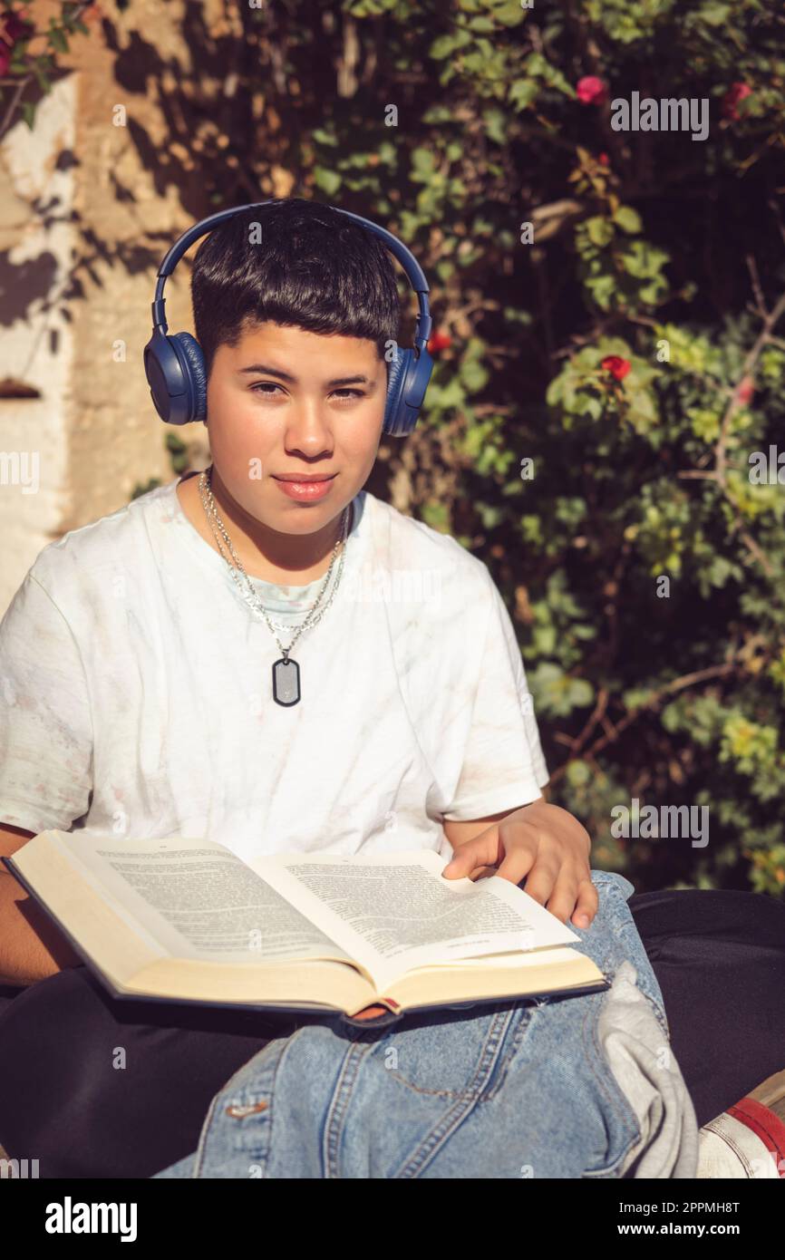 young student reading in the garden at home Stock Photo - Alamy