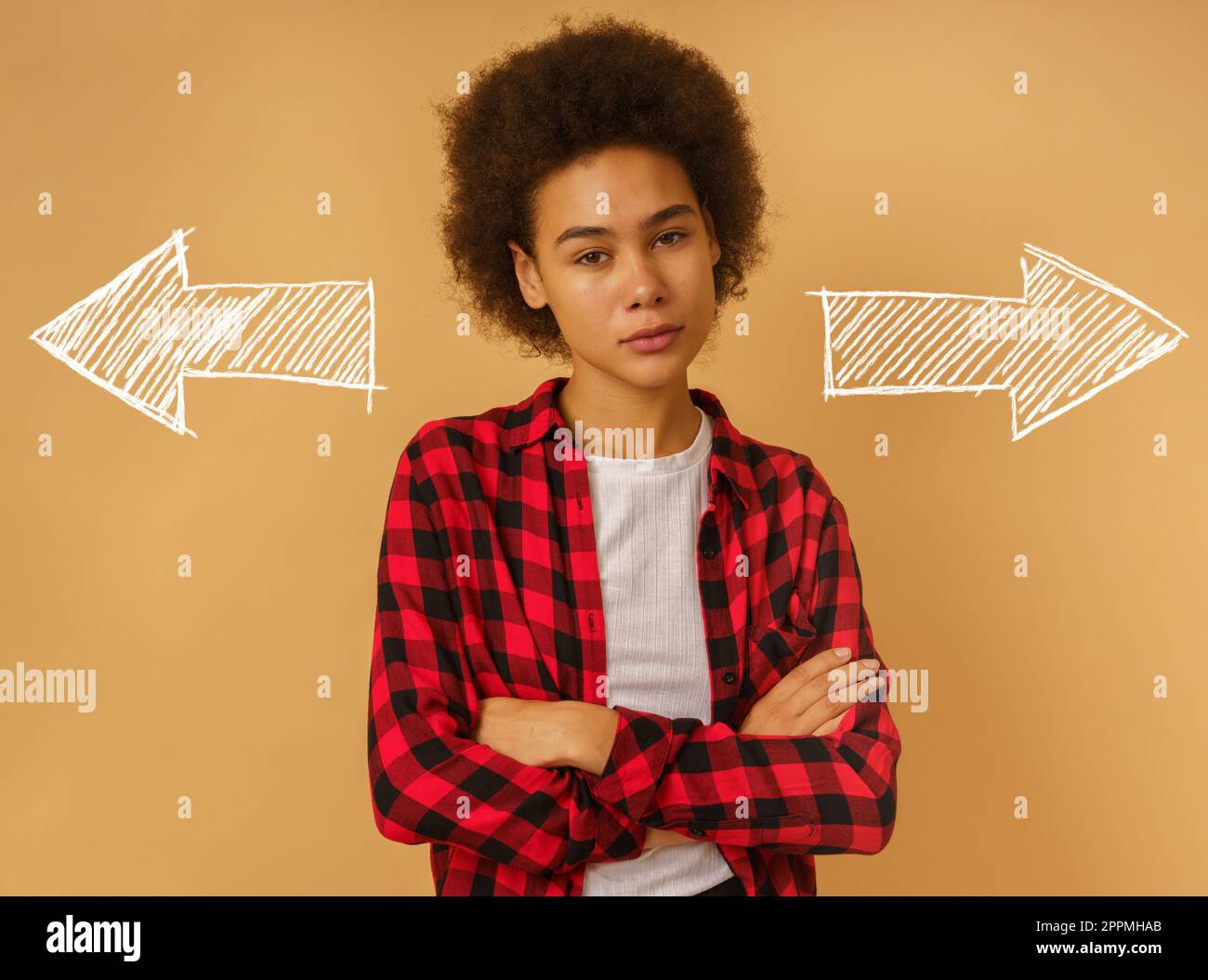 Thoughtful serious woman having doubts about the right way Stock Photo ...