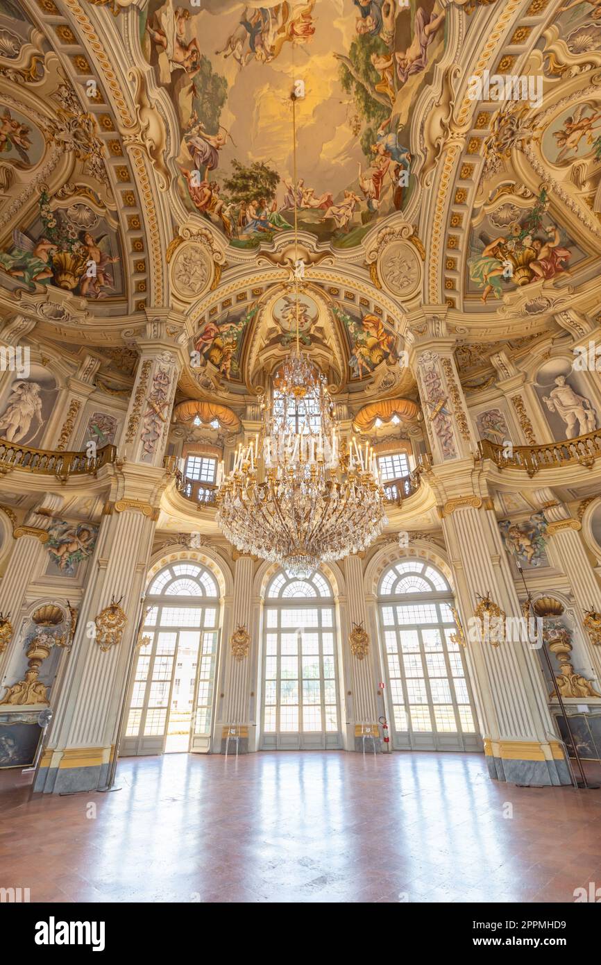 Italy, Stupinigi - January 2023: luxury interior of Royal Palace with ...