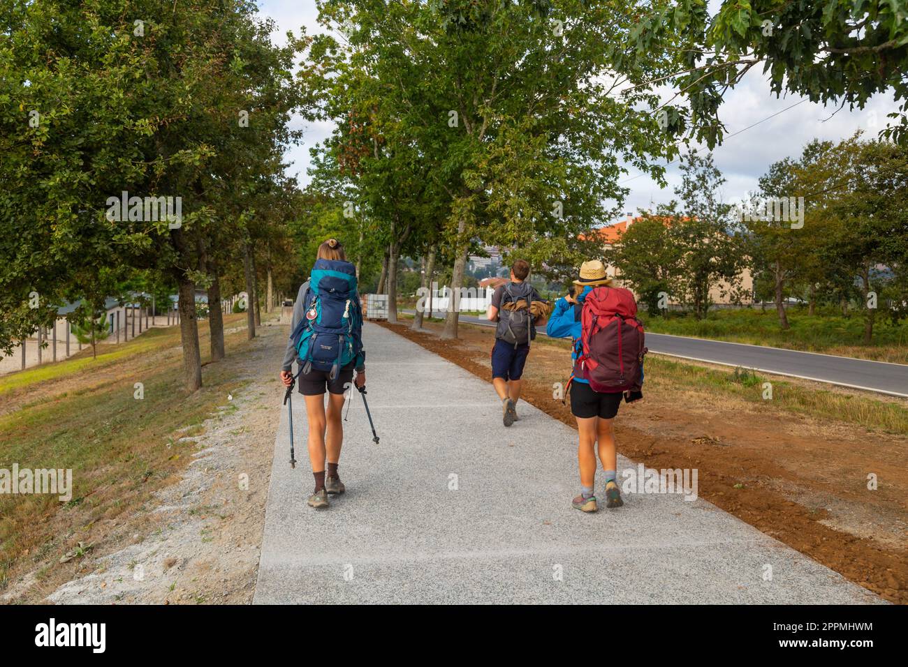 Pilgrims walk along the Camino De Santiago Stock Photo - Alamy