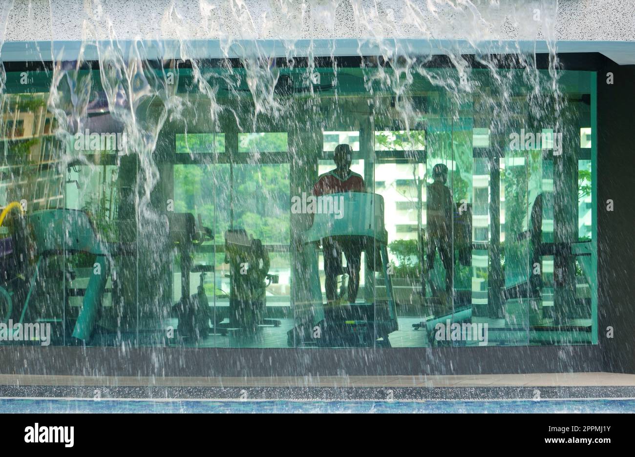 People exercise at running machine Stock Photo - Alamy